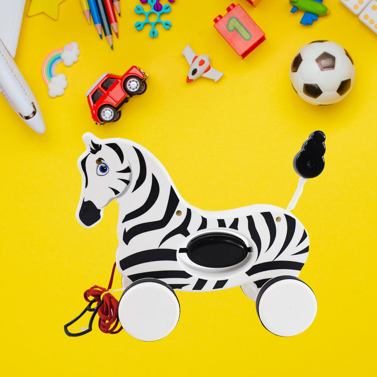 19017 Zebra Pull Along Toy Baby Early Walking Pull Toy Rope Toy for Ba ...