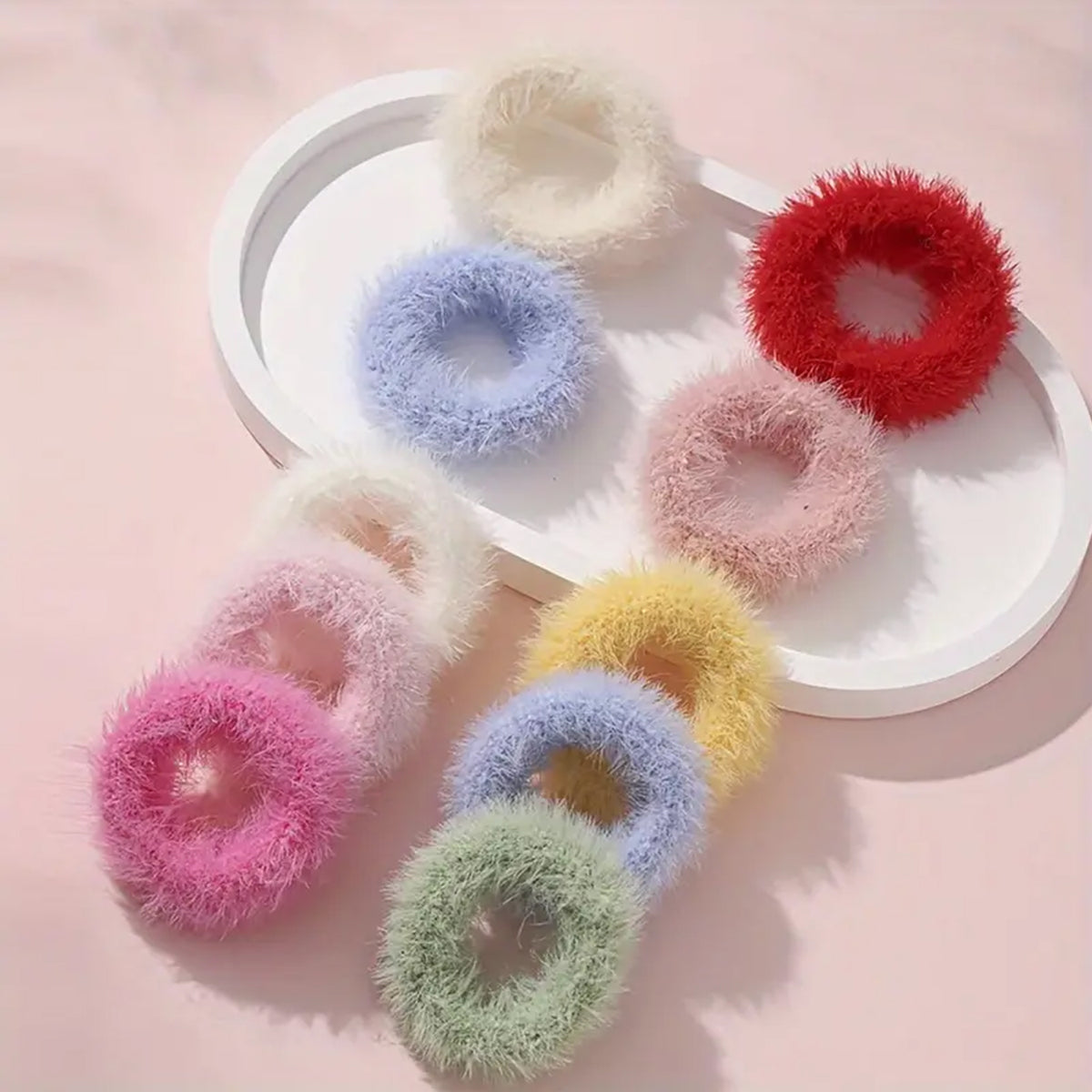 AM1044 Fuzzy Hair Scrunchies Soft Hair Elastic Band For Women and Girl ...