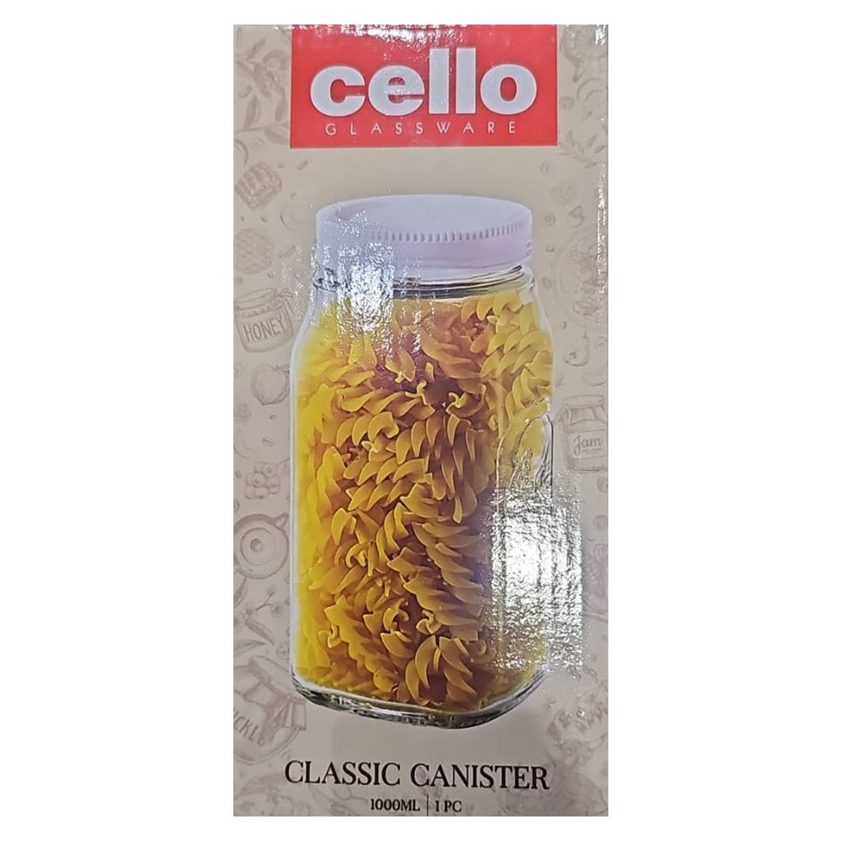 AM0656 CELLO Classic Canister Glass Jar 1000ml – Amd-Deodap