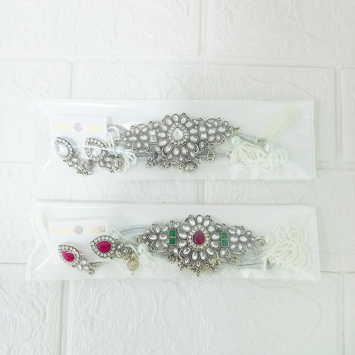 Di0145 Traditional Kundan Choker White Moti Necklace Set with Earrings ...