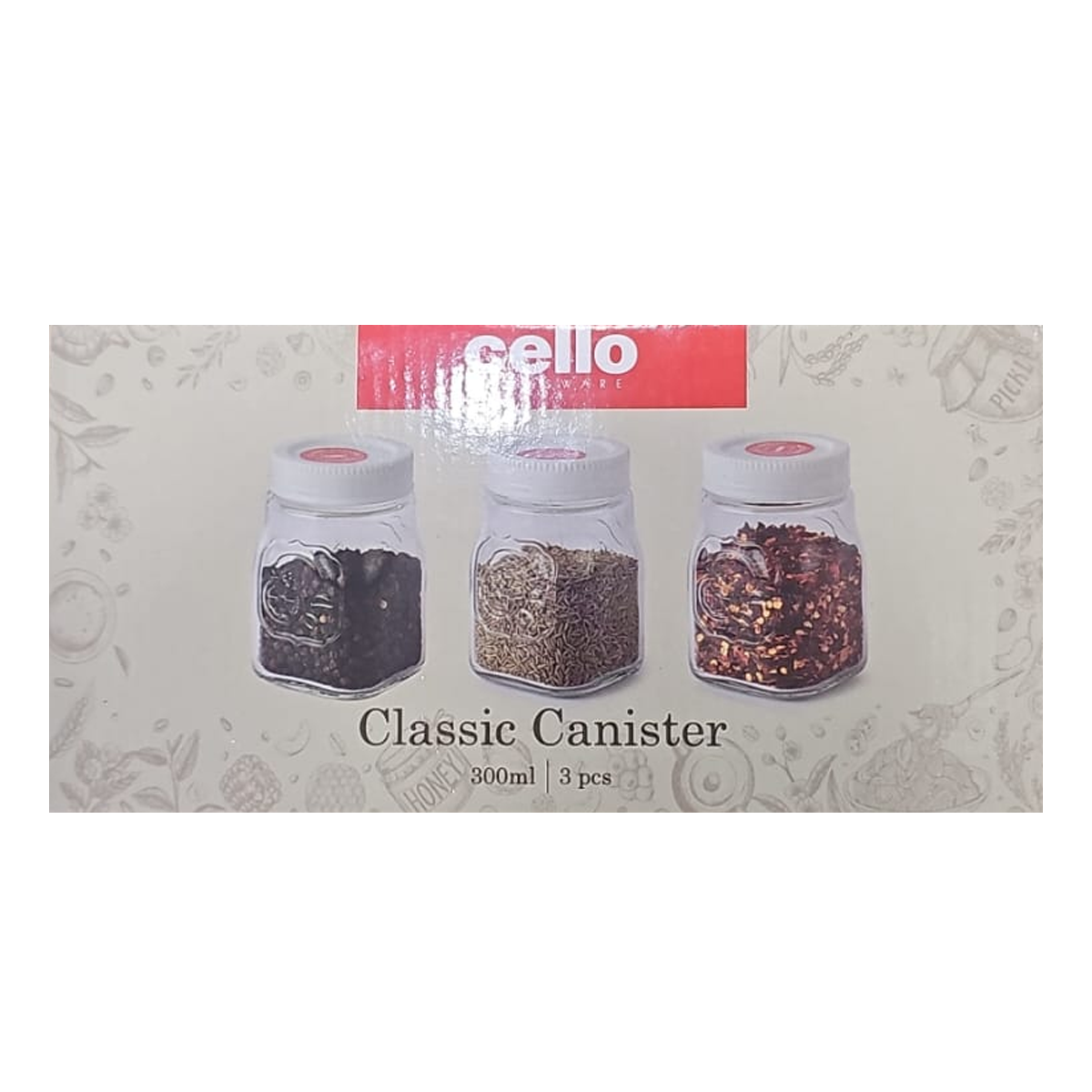 AM0659 CELLO Classic Canister Glass Jar 300ml (Set of 3) – Amd-Deodap