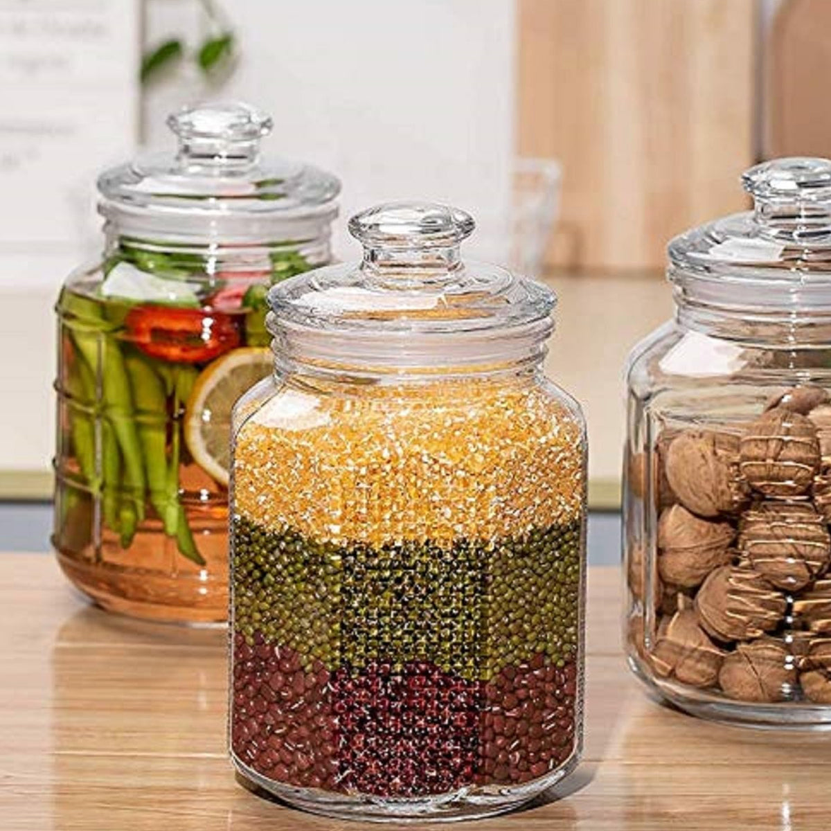 AM5676 CELLO Bloom Storage Glass Jar (800ml) for Cookie Jar, with Air ...