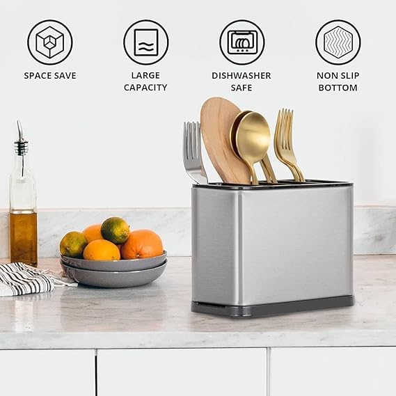 AM3412 Stainless Steel Cultlery Bucket Kitchen Utensil Holder – Amd-Deodap