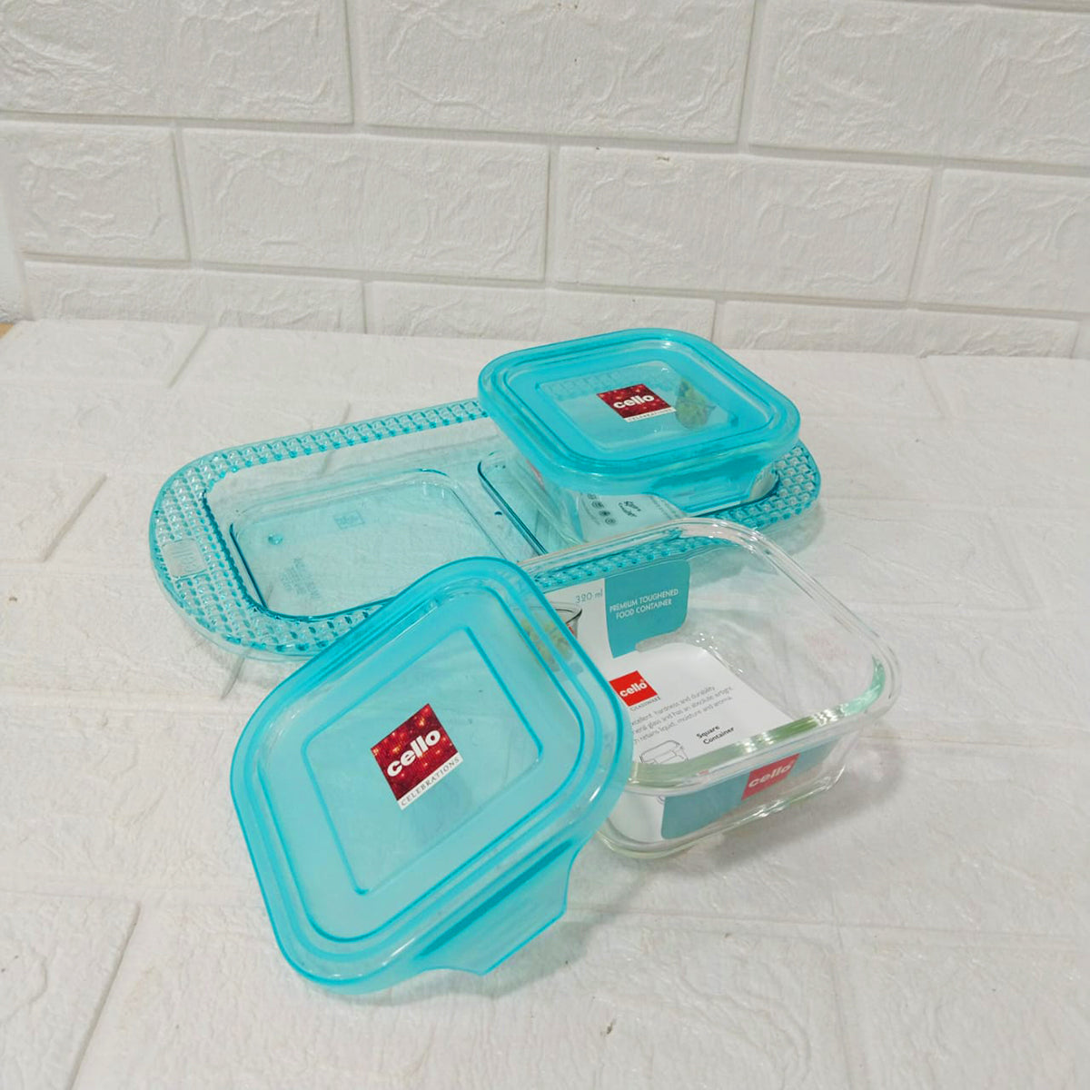 Di0245 Cello Glassware Artista 2 Square Container with Lid & 1 Tray Se ...