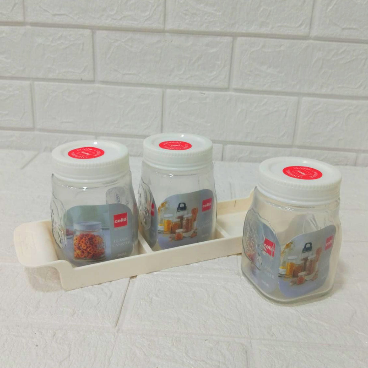 Di0196 Cello Classic Canister Set with Tray – 4 Pcs (3 Storage Jars 30 ...