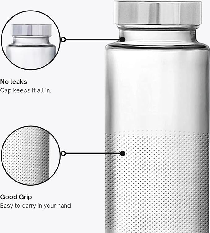 AM0310 Glass Water Bottle with Leak-Proof Airtight Double Layer 750ml ...
