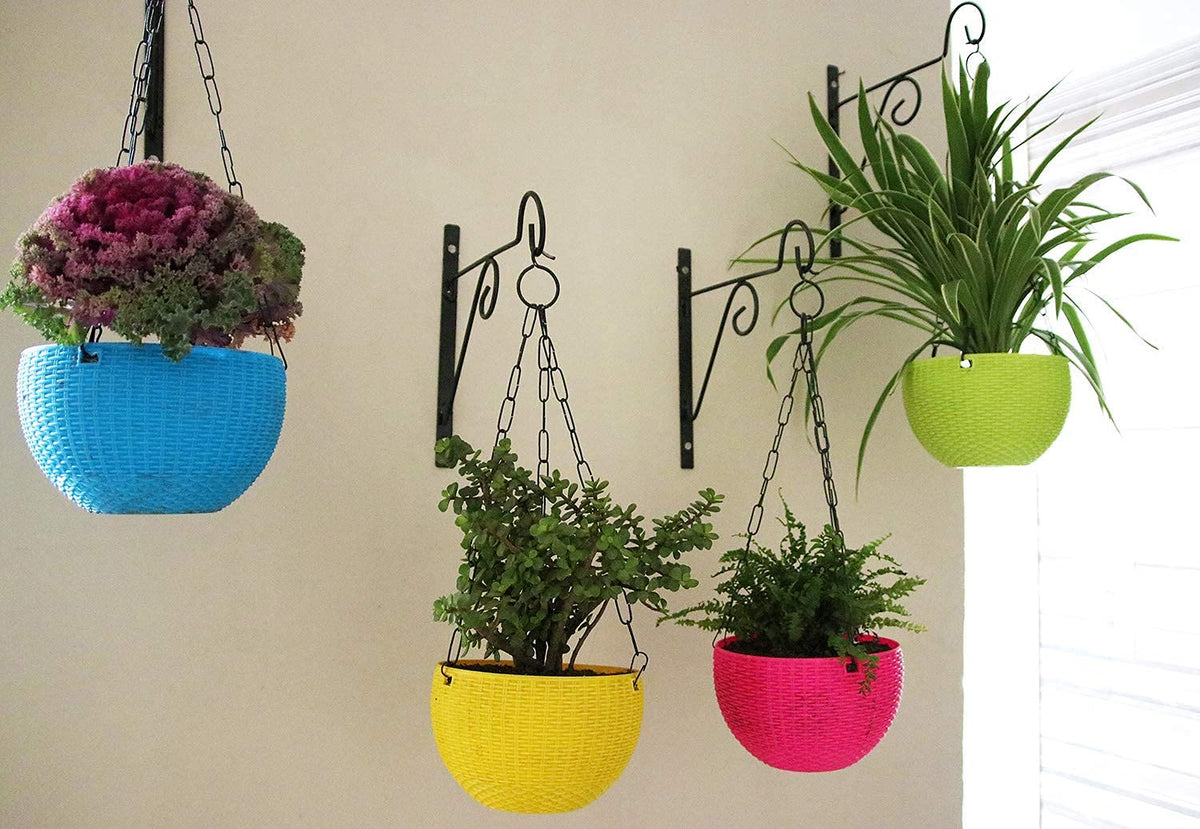 3297 Plastic Hanging Flower Pot with Chain Plant Container Set – Amd-Deodap