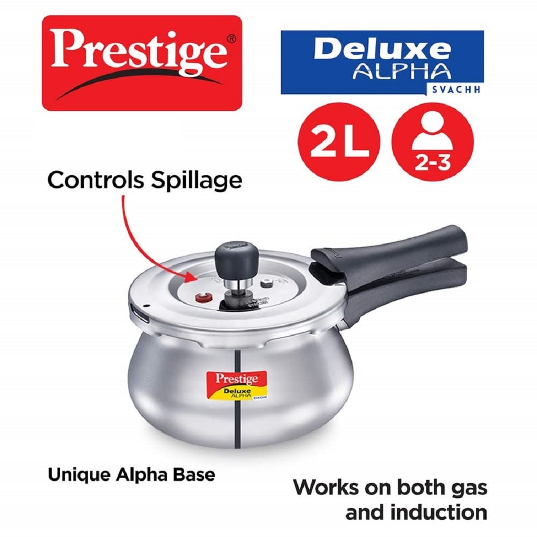 AM2244 Prestige 2L Deluxe Alpha Svachh Stainless Steel Outer Lid Press ...