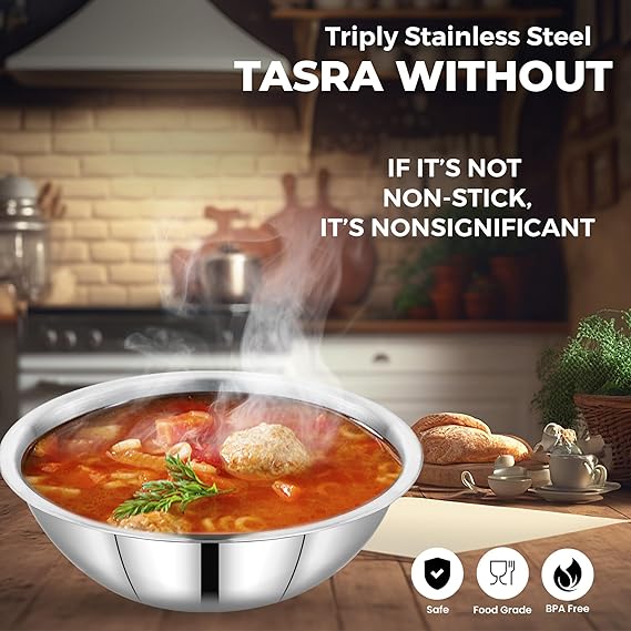 AM3416 Afinito Stainless Steel Triply Tasra without Handle 22Cm – Amd ...