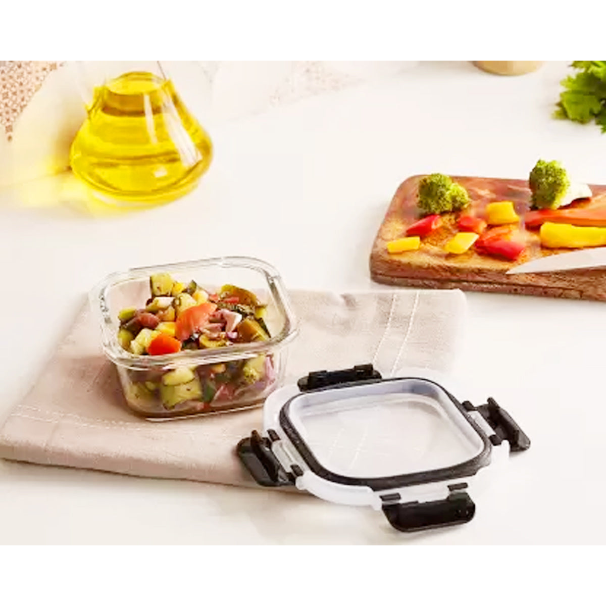 AM2026 Cello Steel-O Fresh Borosilicate Square Container 320ml – Amd-Deodap