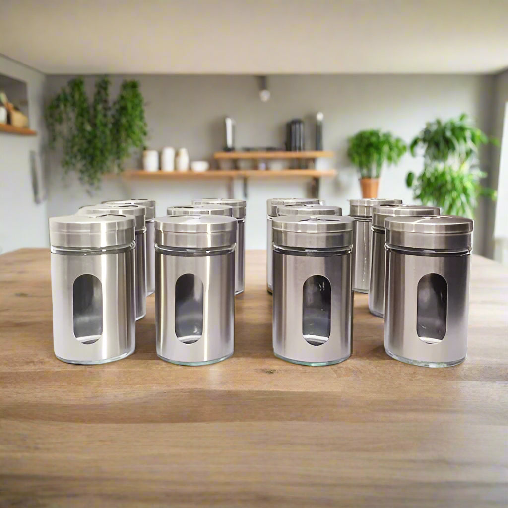 AM5396 Glass Spice Shaker Jar with Steel Lid Multicolor/Great for Spic ...