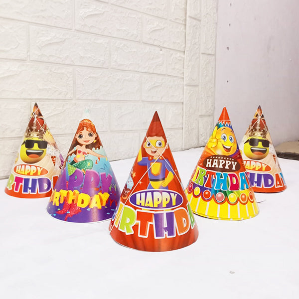 AM5260 Creative Birthday Paper Cap (Multi-Design) - Pack of 10 Pcs ...