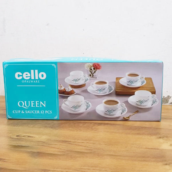 AM0895_CELLO Opalware King And Queen Cup & Saucer set 12 pcs – Amd-Deodap