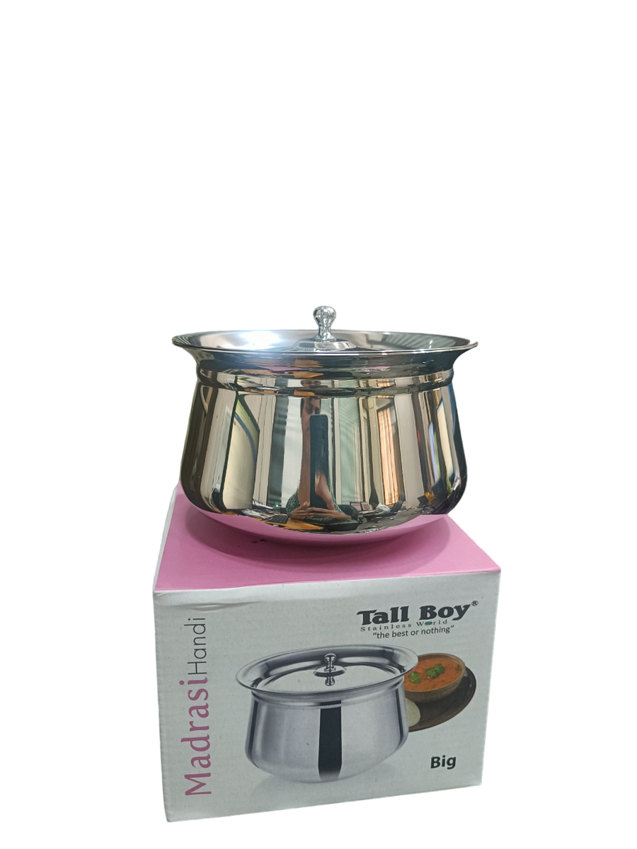 AM2205 Tall Boy Big ss glossy Madrasi Handi with Lid 3" – Amd-Deodap