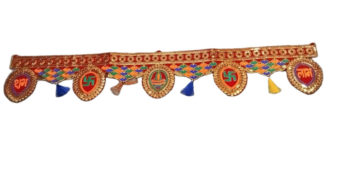 3897 Red Traditional Toran with Zari work Hanging for Home -multidesig ...