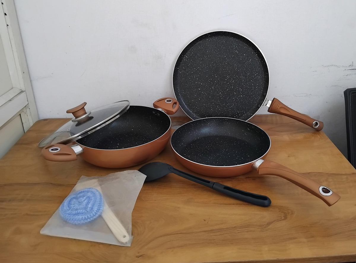 AM3331 Kemp Omega Non-Stick Cookware Aluminium 5 Pcs Set – Amd-Deodap