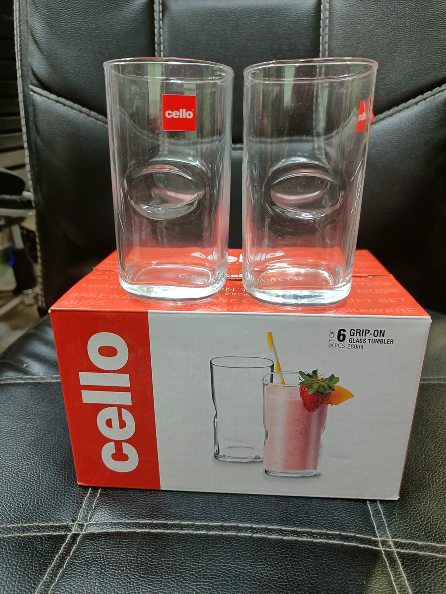 AM2599 Cello Grip On 280 ml ,Tumbler Water Glass 6 PCS Set – Amd-Deodap