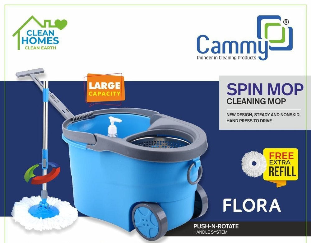AM3628 Cammy SS Flora Floor Cleaning Mop with Bucket and Microfiber Re ...