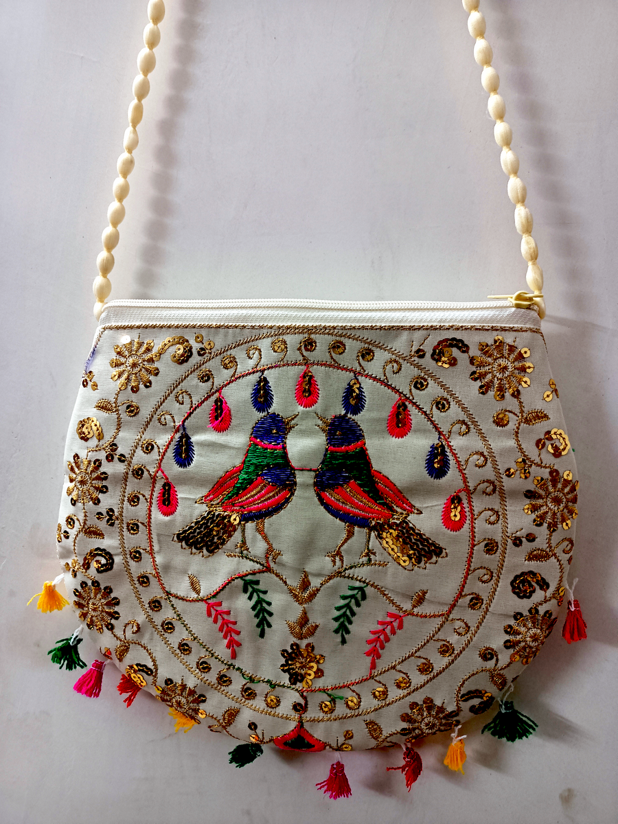 3898 11inch Hand Crafted Embroidered Shoulder Bag, Traditional Bag, Gi ...