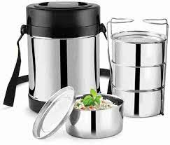 3533 Royal 4 Insulated Tiffin Box, 4 Stainless Steel Containers, Silve ...